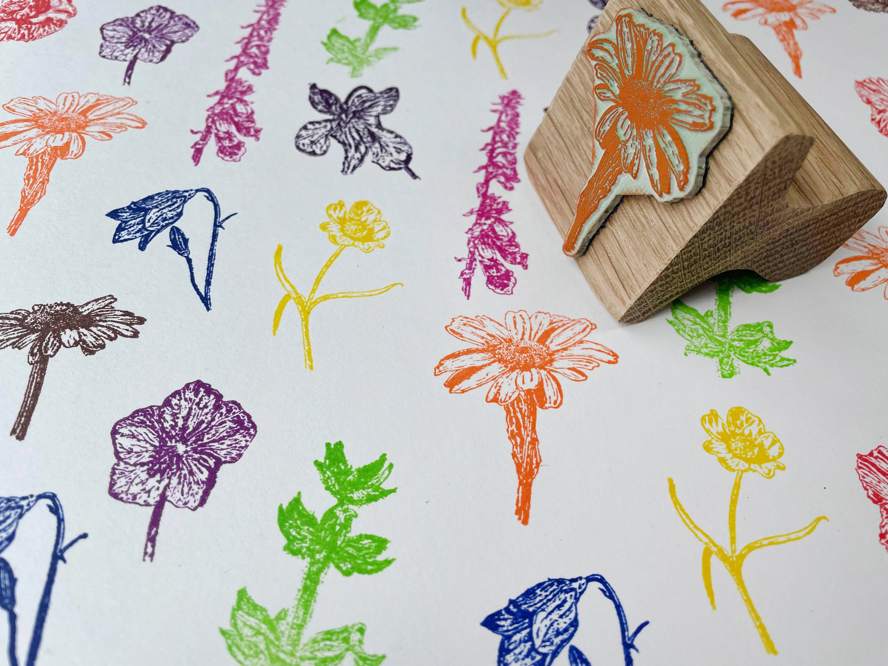 Flower rubber stamps flower stamp set Wildflower rubber | Etsy