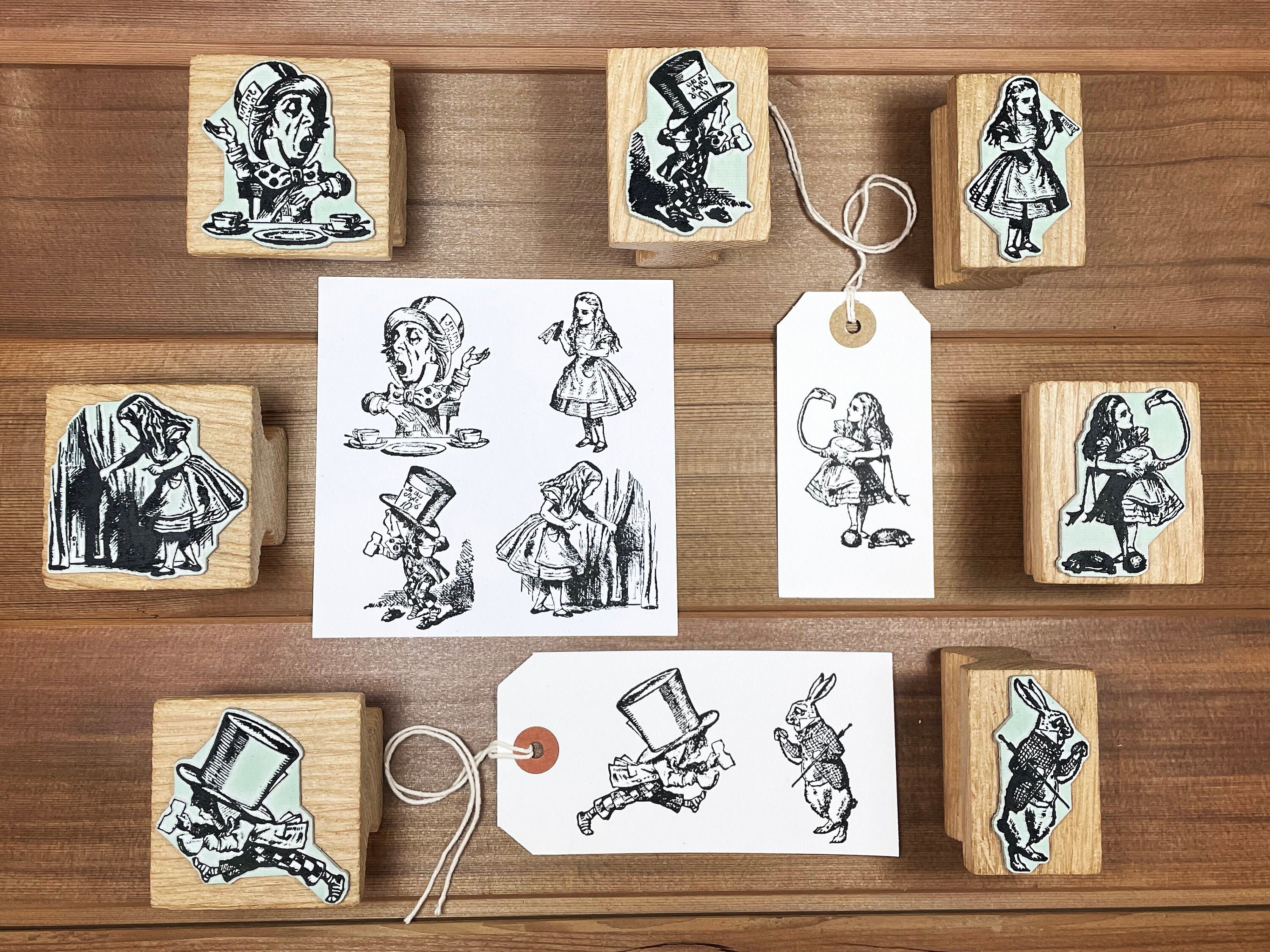 Alice in Wonderland Stamp Set Alice in Wonderland Rubber - Etsy