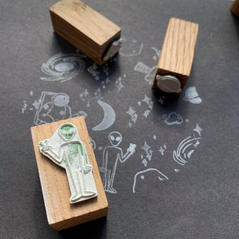 Space stamp set Alien stamps outer space stamps space | Etsy