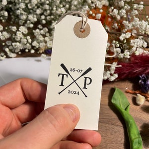 Crossed Oars Wedding Stamp | Wedding Date Stamp | Initials Stamp ...