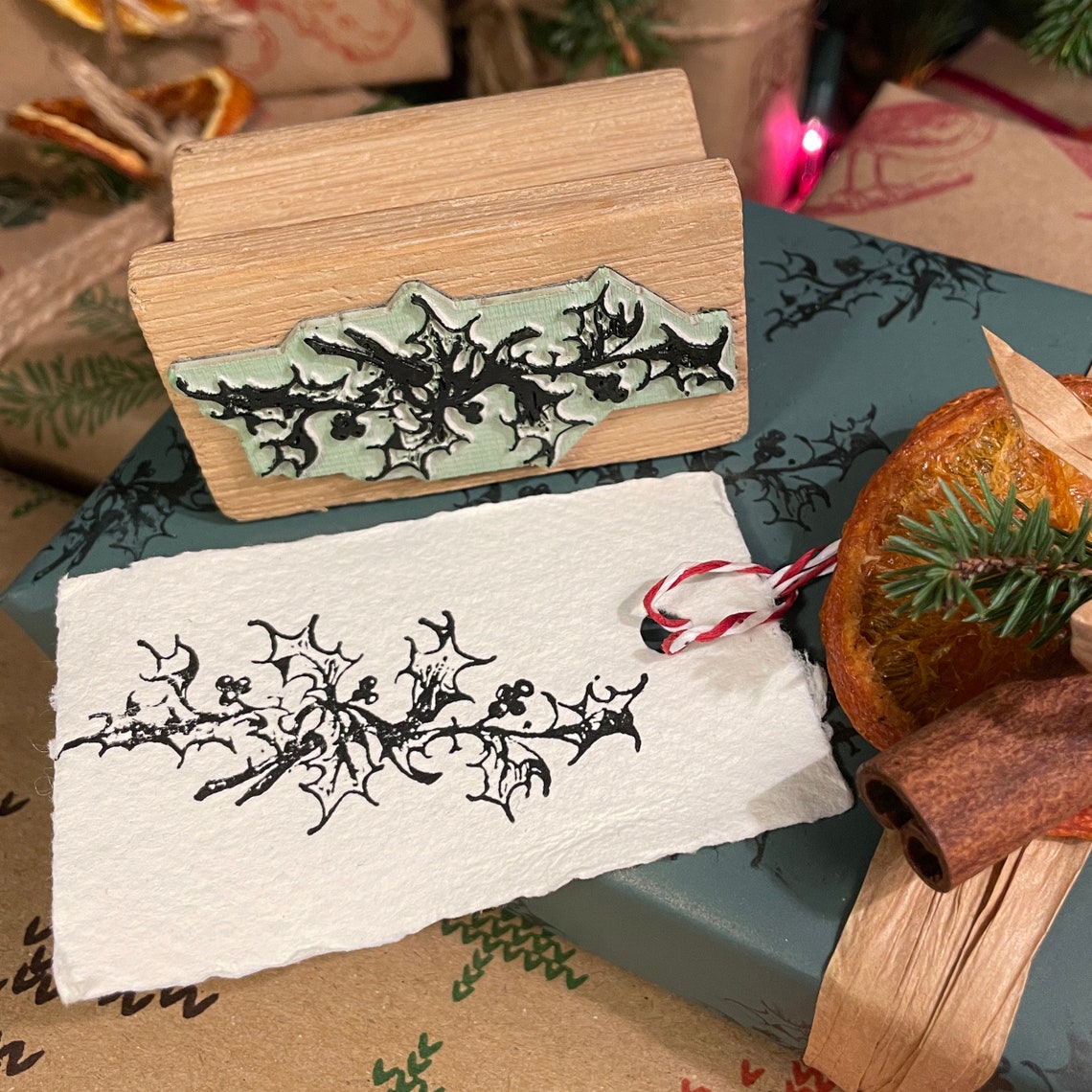 Holly Stamp, Holly Rubber Stamp, Christmas Rubber Stamp, Fun Christmas ...