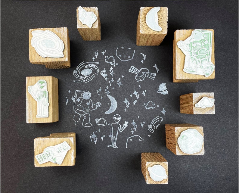 Space Stamp Set Alien Stamps Outer Space Stamps Space - Etsy UK