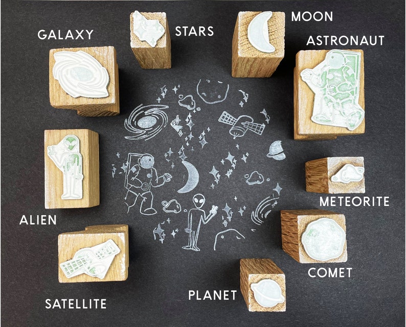 Space Stamp Set Alien Stamps Outer Space Stamps Space - Etsy UK