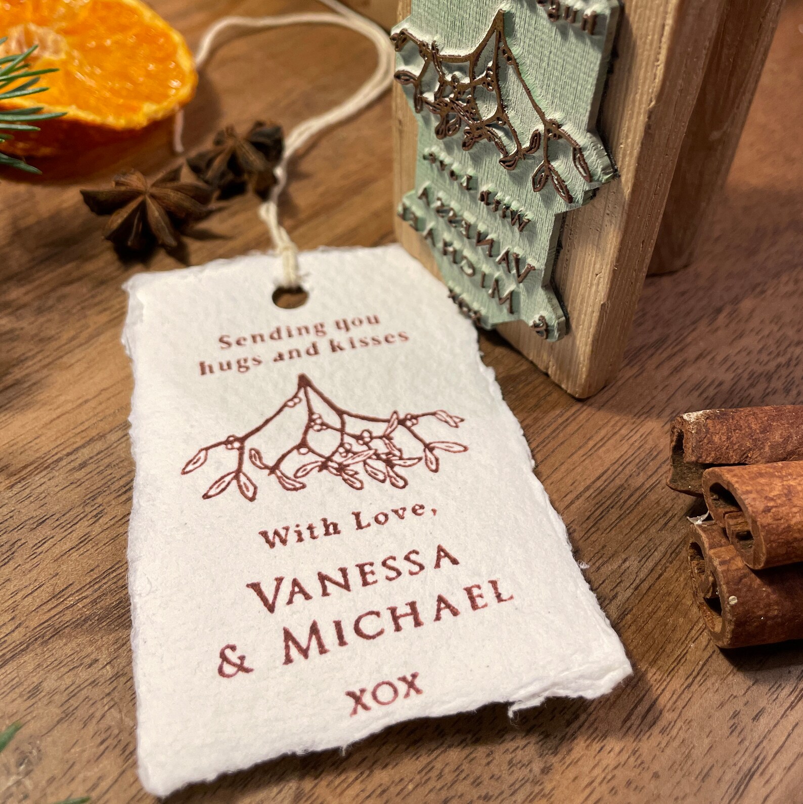 Personalised Christmas Label Stamp, Custom Christmas Tag Stamp ...