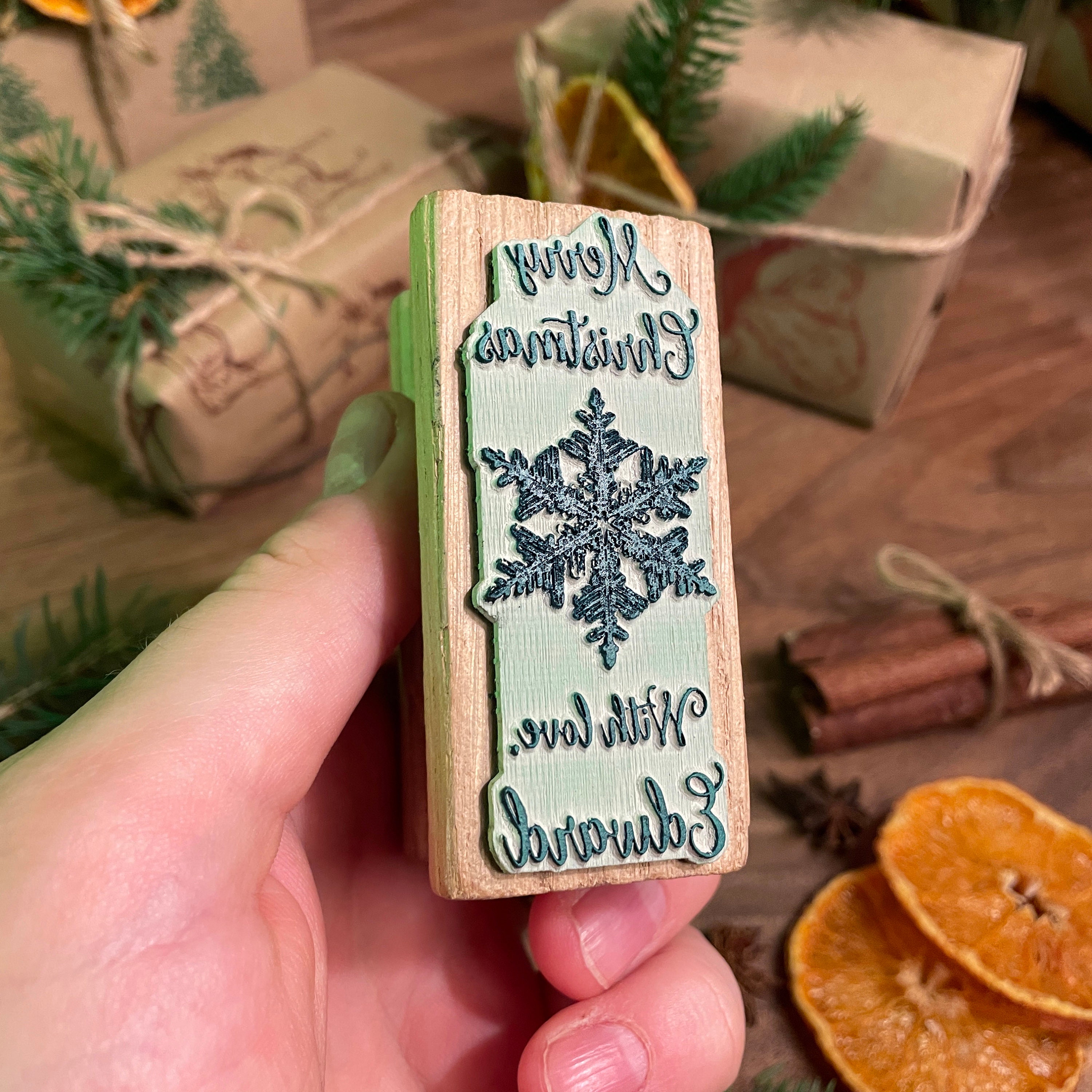 Snowflake Stamp, Personalised Christmas Stamp, Christmas Stamp ...