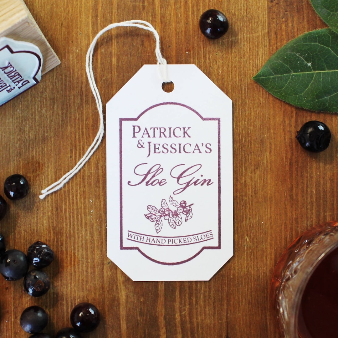 Sloe Gin Label Stamp, Sloe Gin Stamp, Personalised Sloe Gin Labels ...
