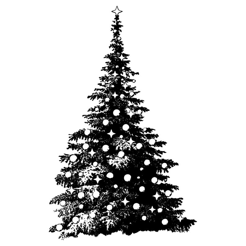 Christmas Tree Rubber Stamp Decorated Tree Stamp Christmas - Etsy UK