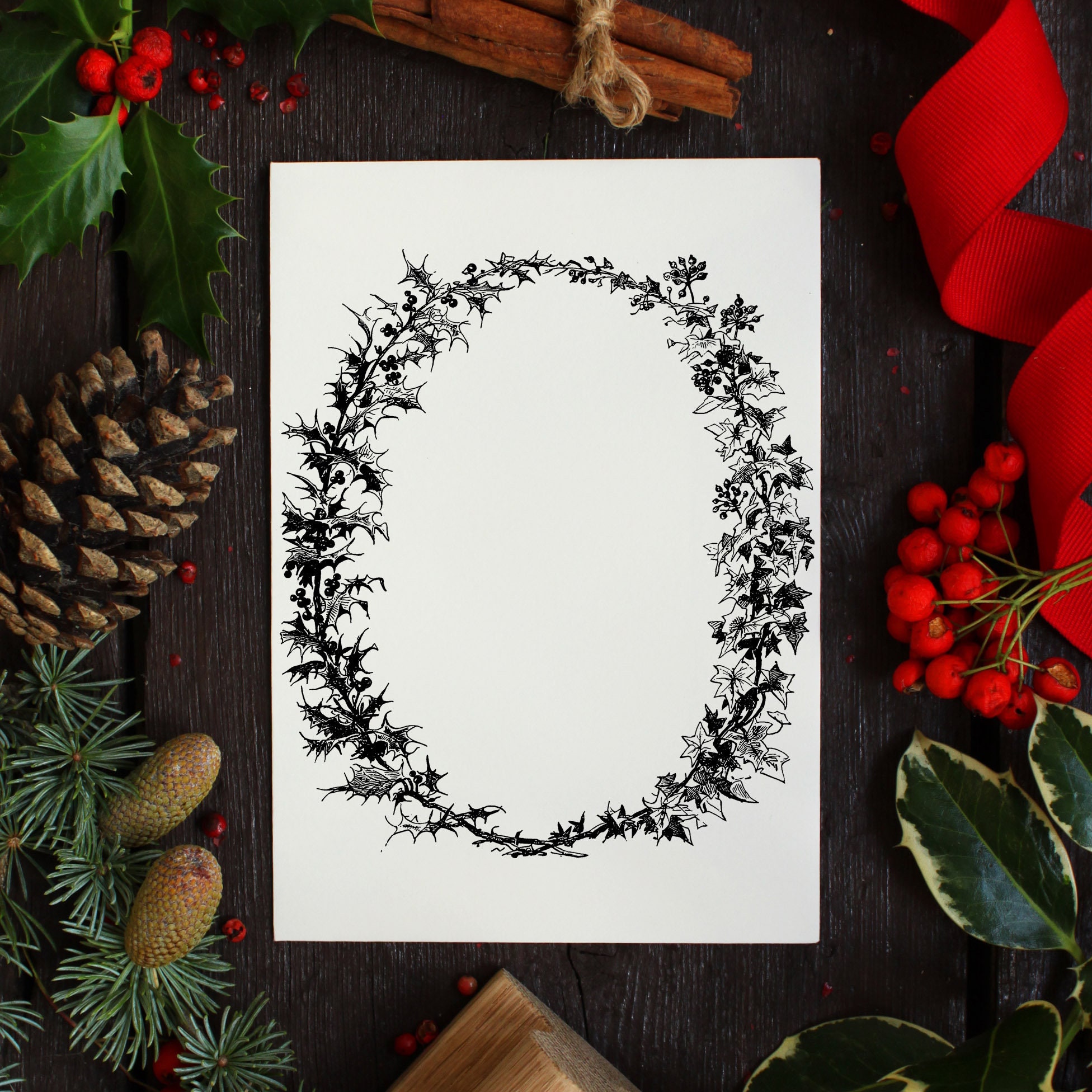 Large Wreath Stamp Christmas Card Stamp Christmas Stamp - Etsy