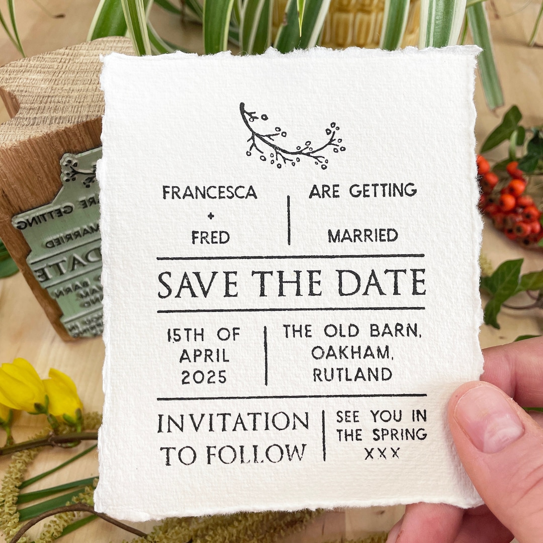 Save the Date Rubber Stamp | Personalised Save the Date | Spring Save ...