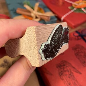 Pinecone & Fir Twig Stamp, Pine Cone Rubber Stamp, Christmas Stamp ...