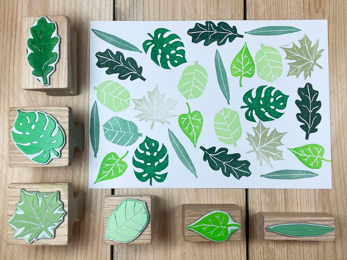 Leaf Rubber Stamp Set | Leafy Rubber Stamps | Craft Stamps | Plant ...