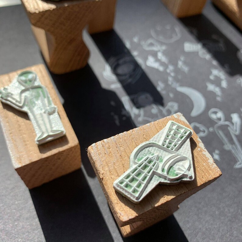 Space Stamp Set Alien Stamps Outer Space Stamps Space | Etsy