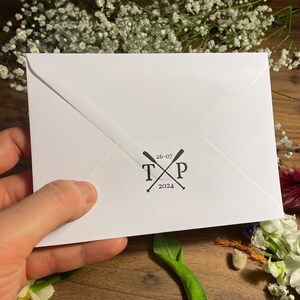 Crossed Oars Wedding Stamp | Wedding Date Stamp | Initials Stamp ...