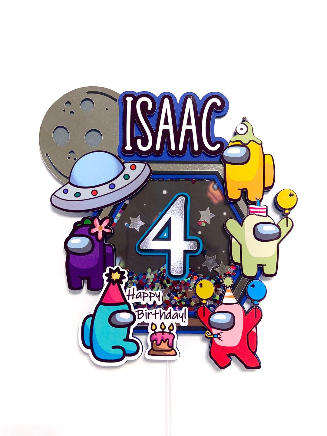 Among Us Shaker Cake Topper, Outerspace Cake Topper, Moon Cake Topper ...