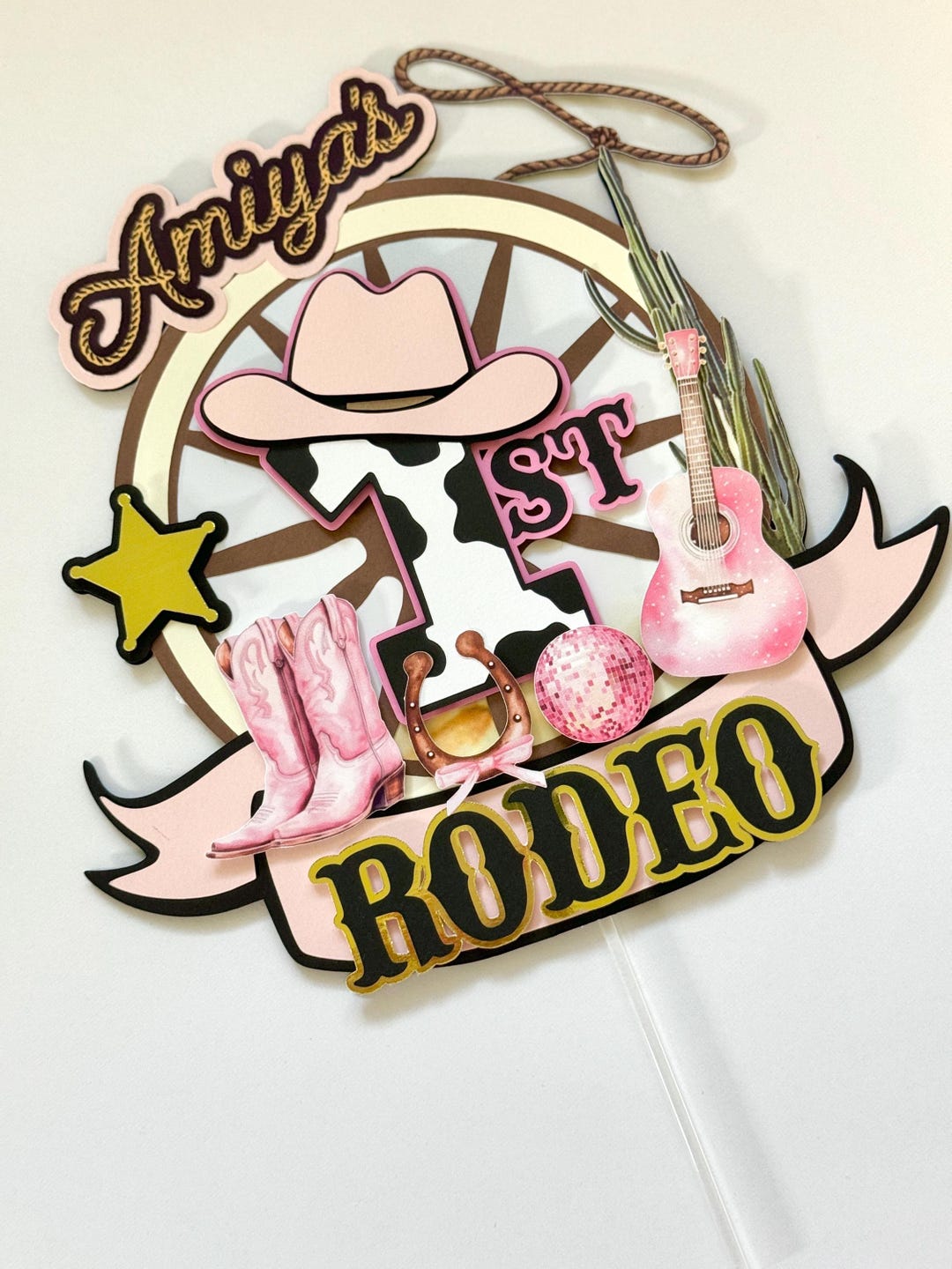 First Rodeo Pink Cake Topper, Cowgirl Theme Cake Topper, Baby’s First ...