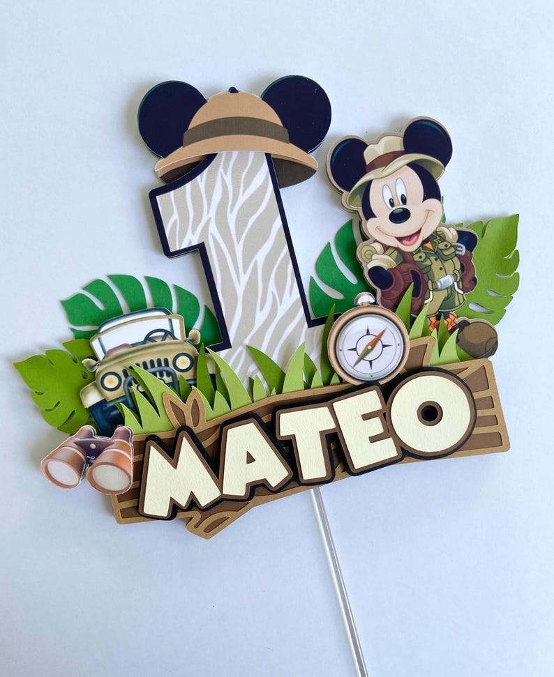 Mickey Safari First Birthday Cake Topper, Jungle Adventure Party - Etsy