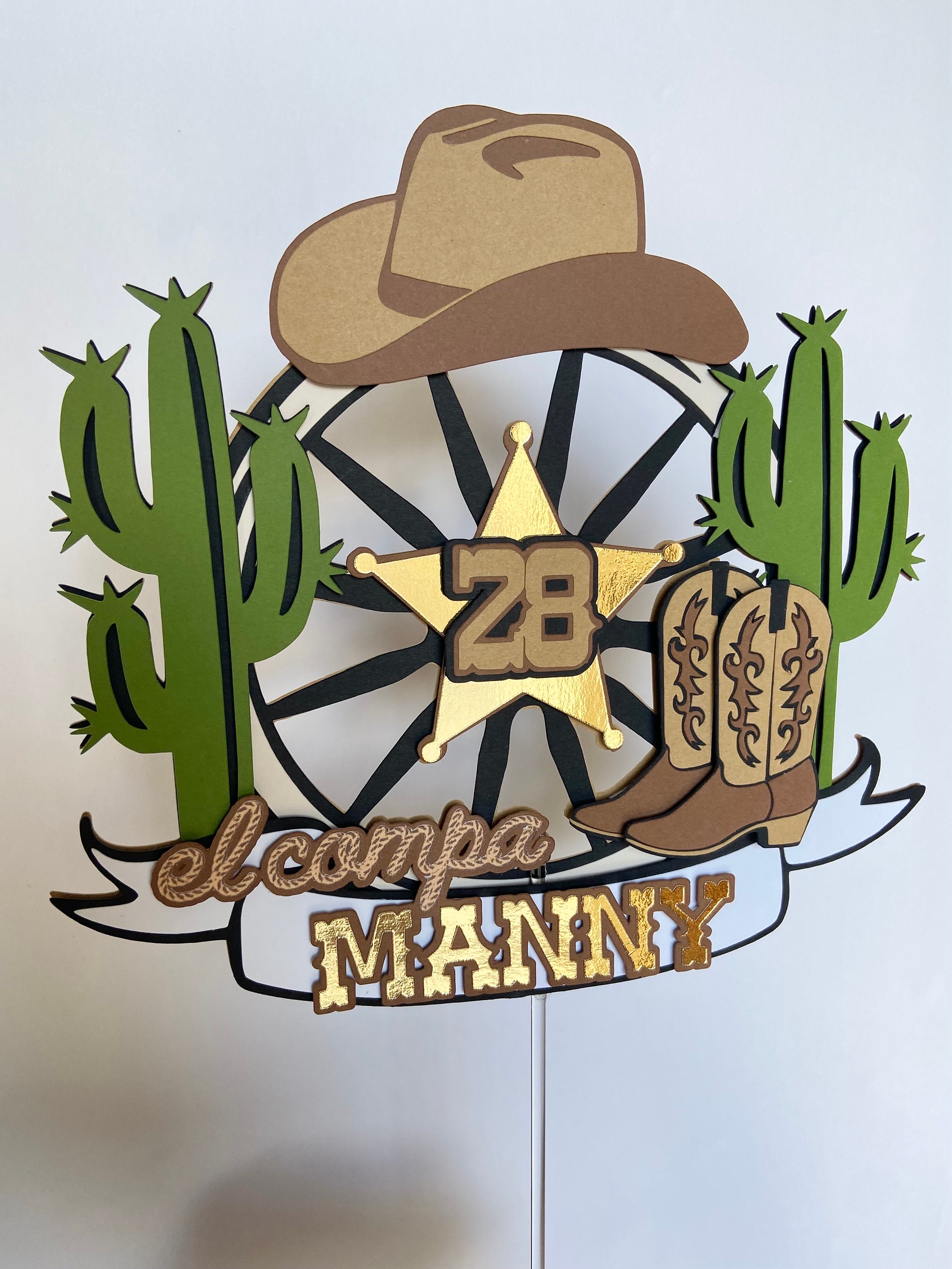 Cowboy Cake Topper, Cactus Cake Topper, Mexican Cowboy Cake Topper ...