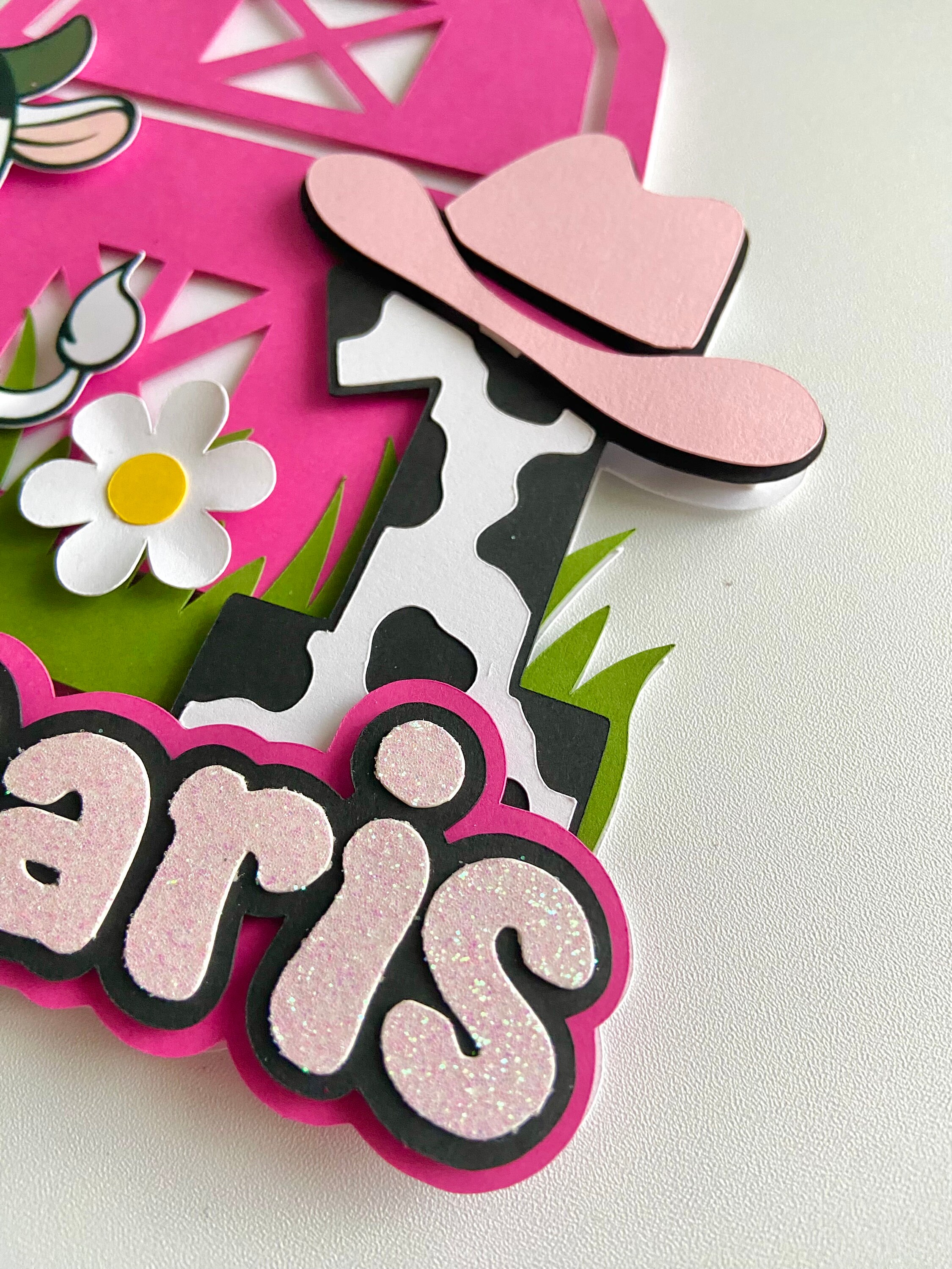 Cow Cake Topper, Pink Barn, Farm Birthday Party - Etsy