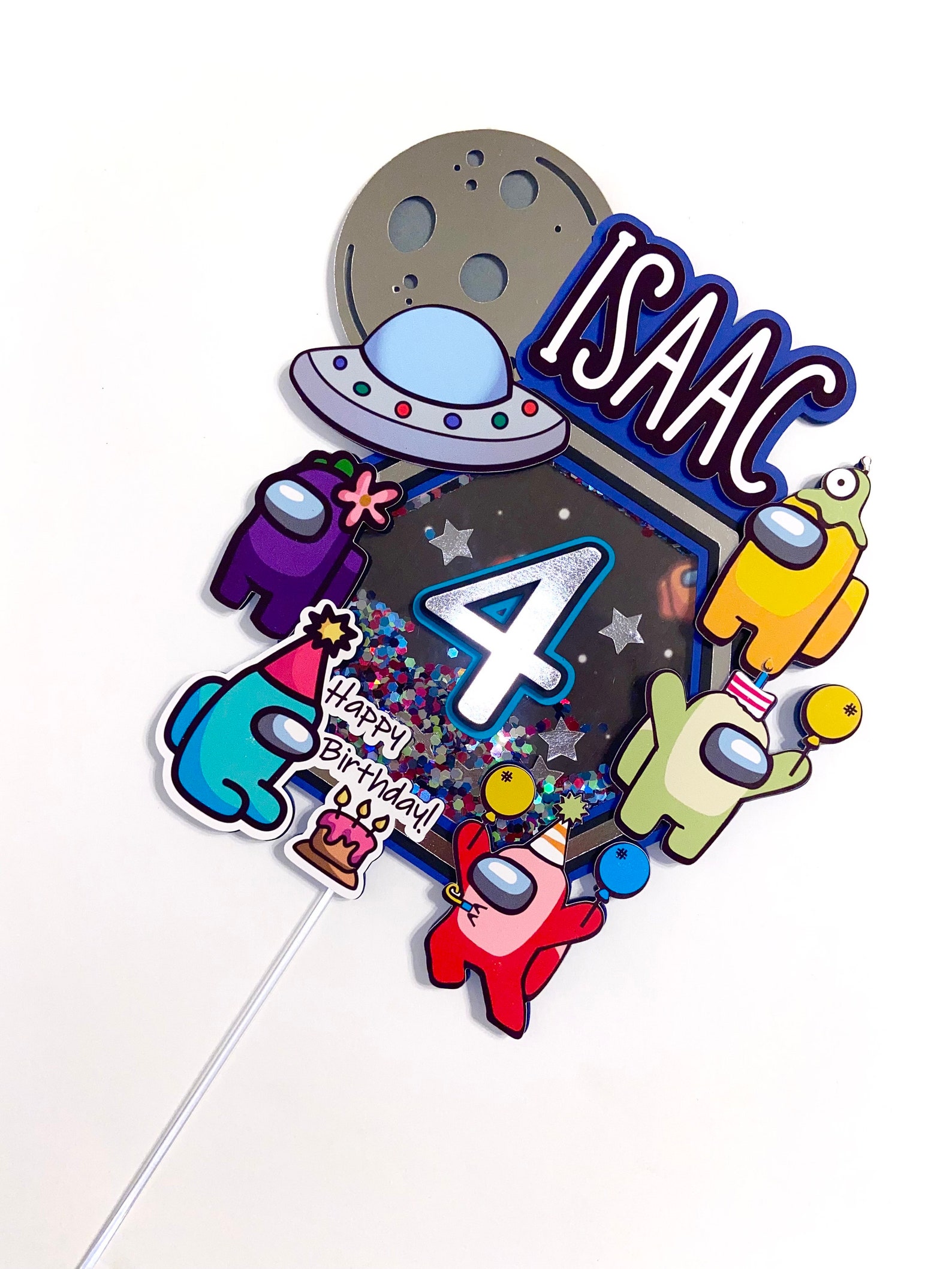 Among Us Shaker Cake Topper, Outerspace Cake Topper, Moon Cake Topper ...