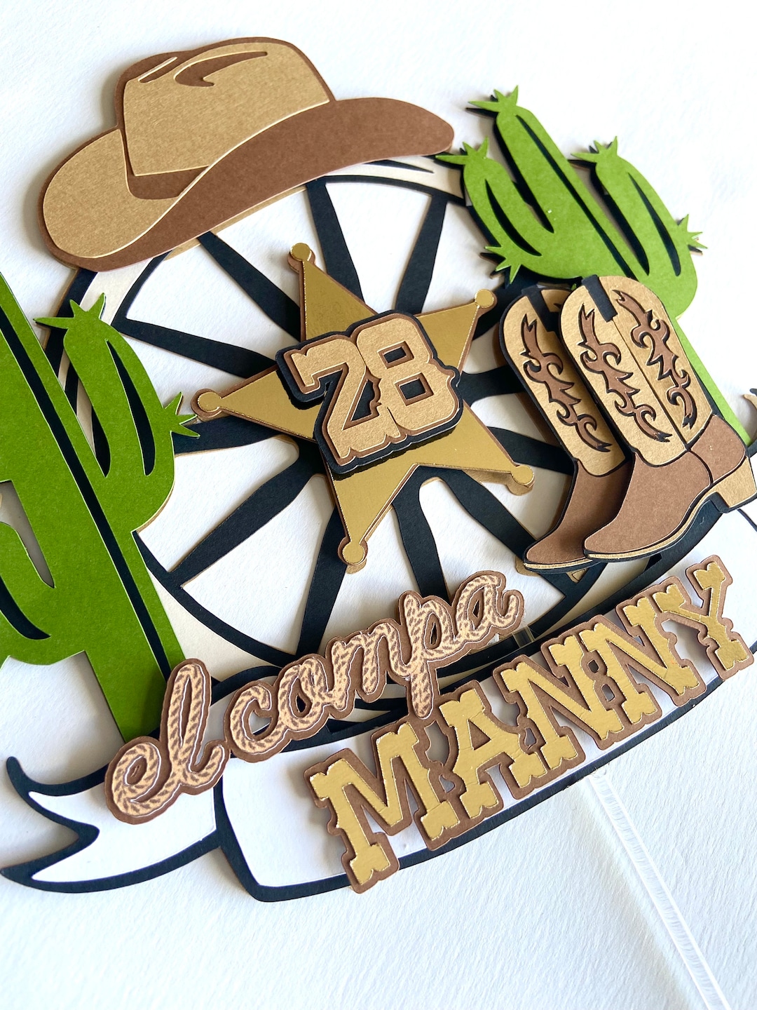 Cowboy Cake Topper, Cactus Cake Topper, Mexican Cowboy Cake Topper ...