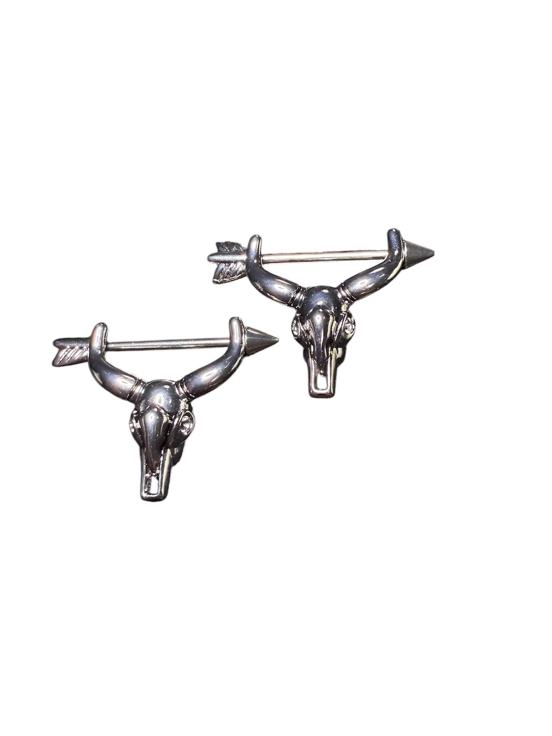 Bull Skull 14G Nipple Piercings Pair - Etsy