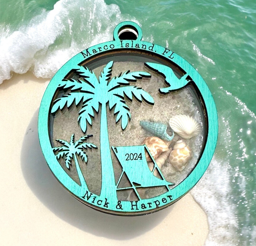 Personalized Beach Sand Ornament Fillable Custom Engraved Gift Wedding ...