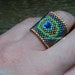 Peacock Feather Ring,wide Beaded Ring,seed Bead Ring Band,statement ...