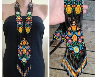 Seed beaded necklace | Etsy