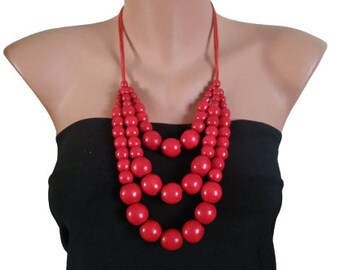 Bold Red Necklace | Etsy
