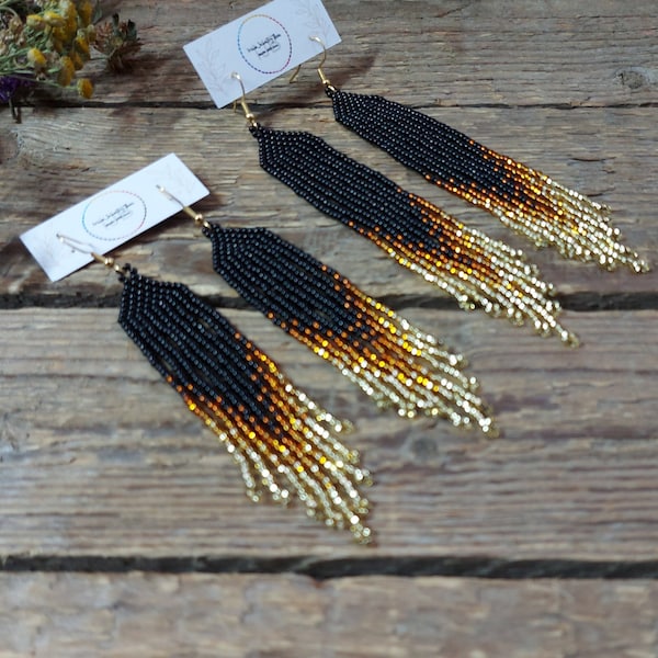 Long Beaded Earrings - Etsy
