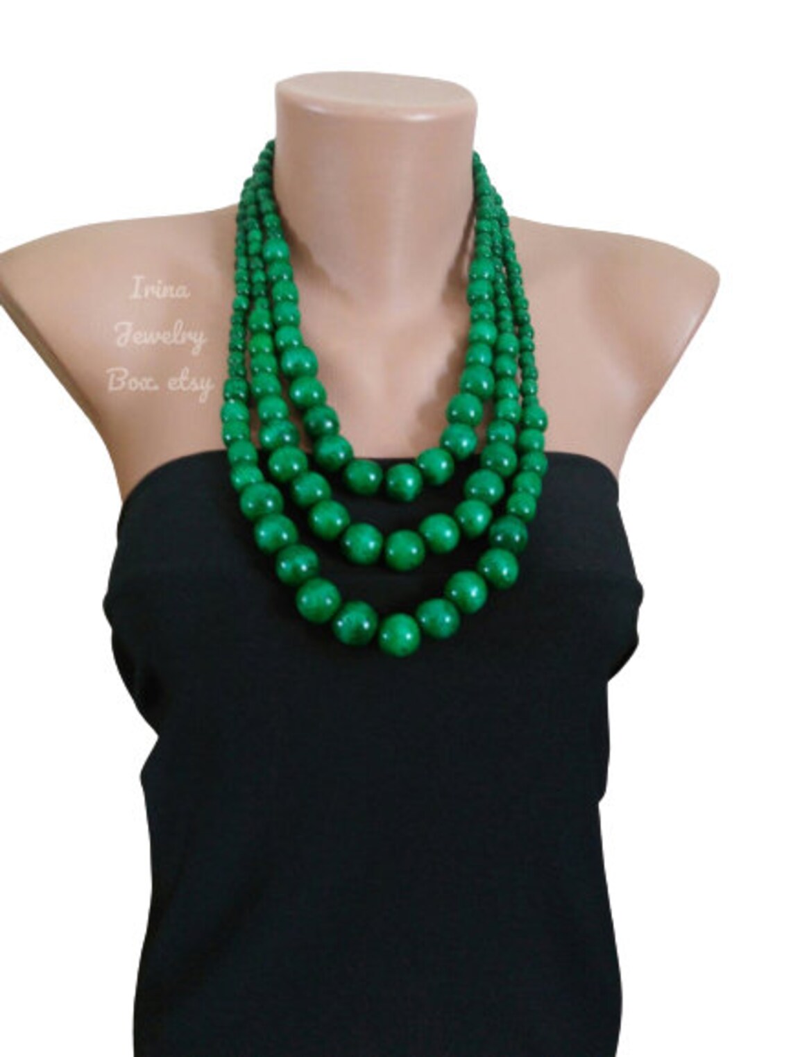 Chunky green necklace statement bib necklace Wooden green | Etsy