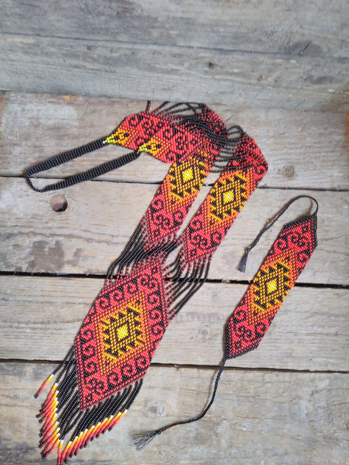 Red Bead Loom Braceletcuff Beaded Braceletgeometric | Etsy