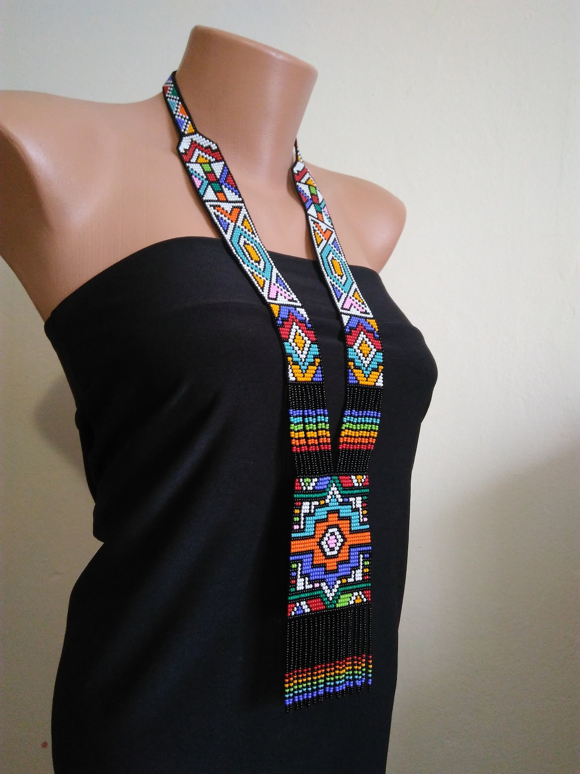 Colorful Long Beaded Necklace Seed Bead Necklace Hand Woven - Etsy