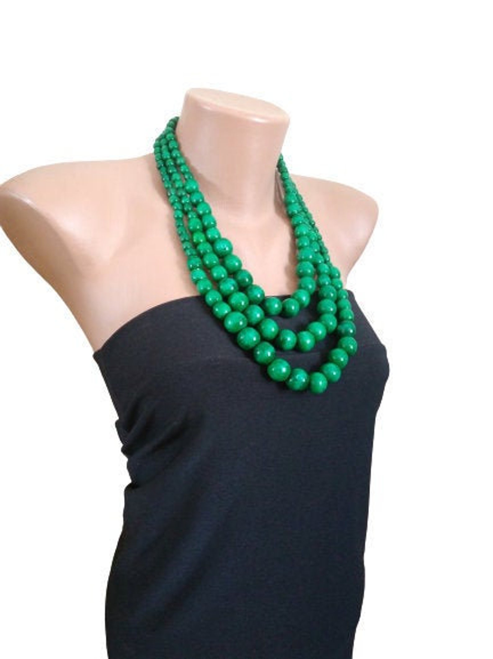 Chunky green necklace statement bib necklace Wooden green | Etsy