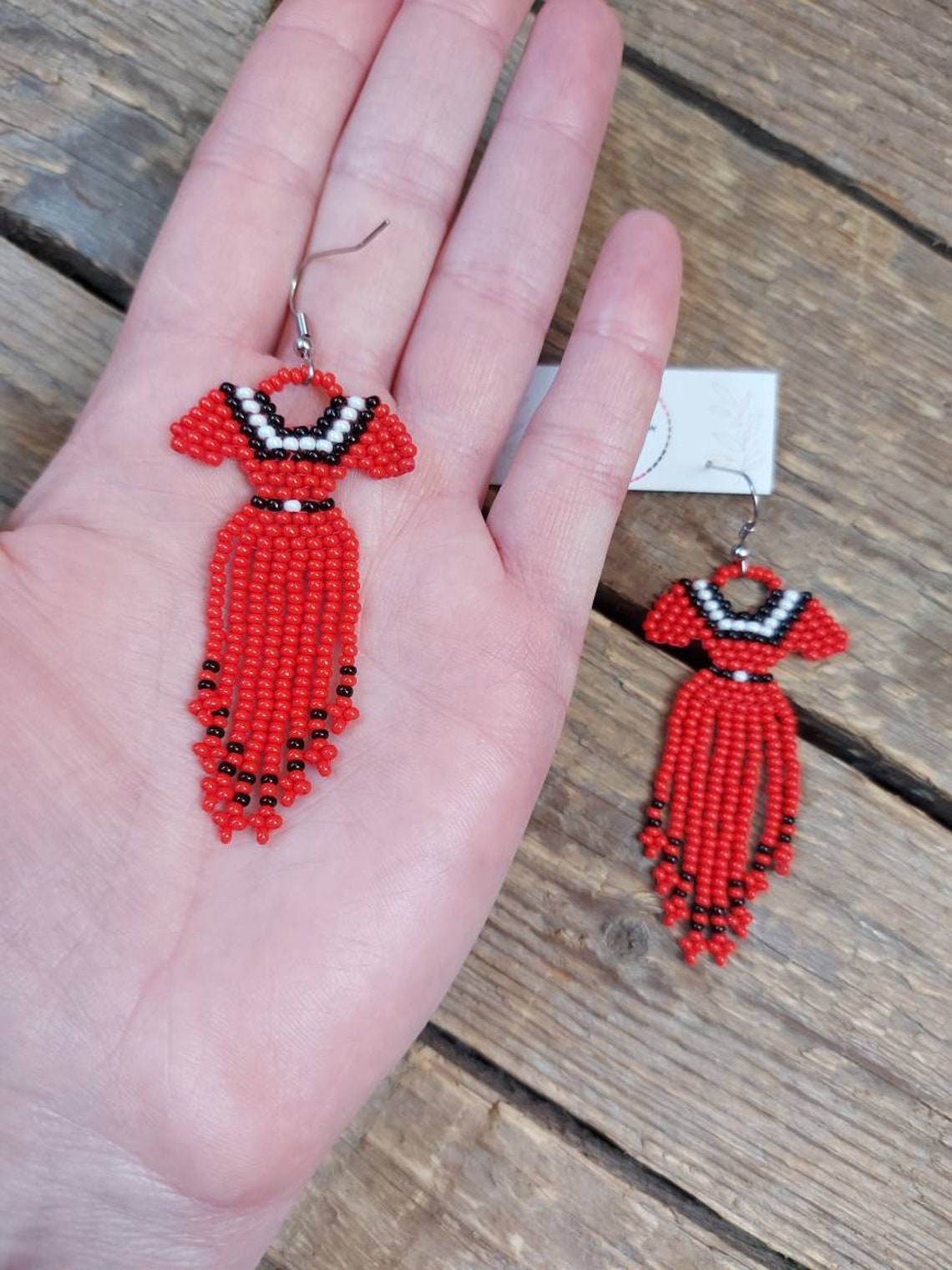 Red Dress Beaded Earringsbead Fringe Earringsred Seed Beads - Etsy Canada