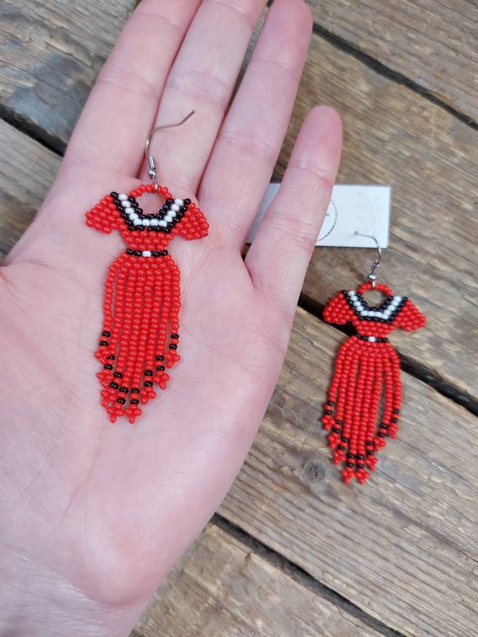 Red Dress Beaded Earringsbead Fringe Earringsred Seed Beads - Etsy Canada