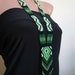 Green Long Seed Bead Necklace, Beaded Necklace, Bead Loom Necklace, V ...