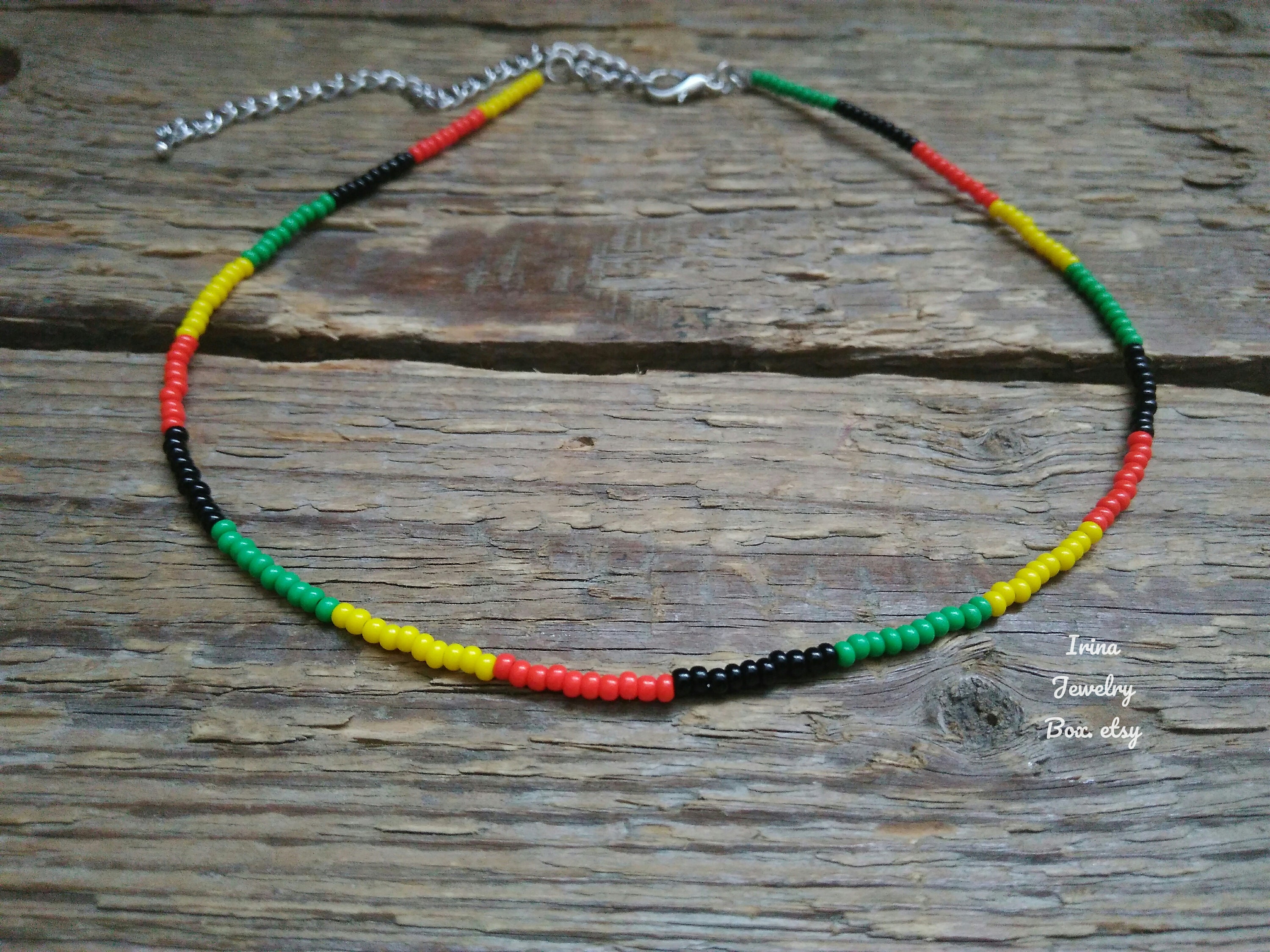 Rasta Reggae Seed Bead Necklace collar de gargantilla con | Etsy
