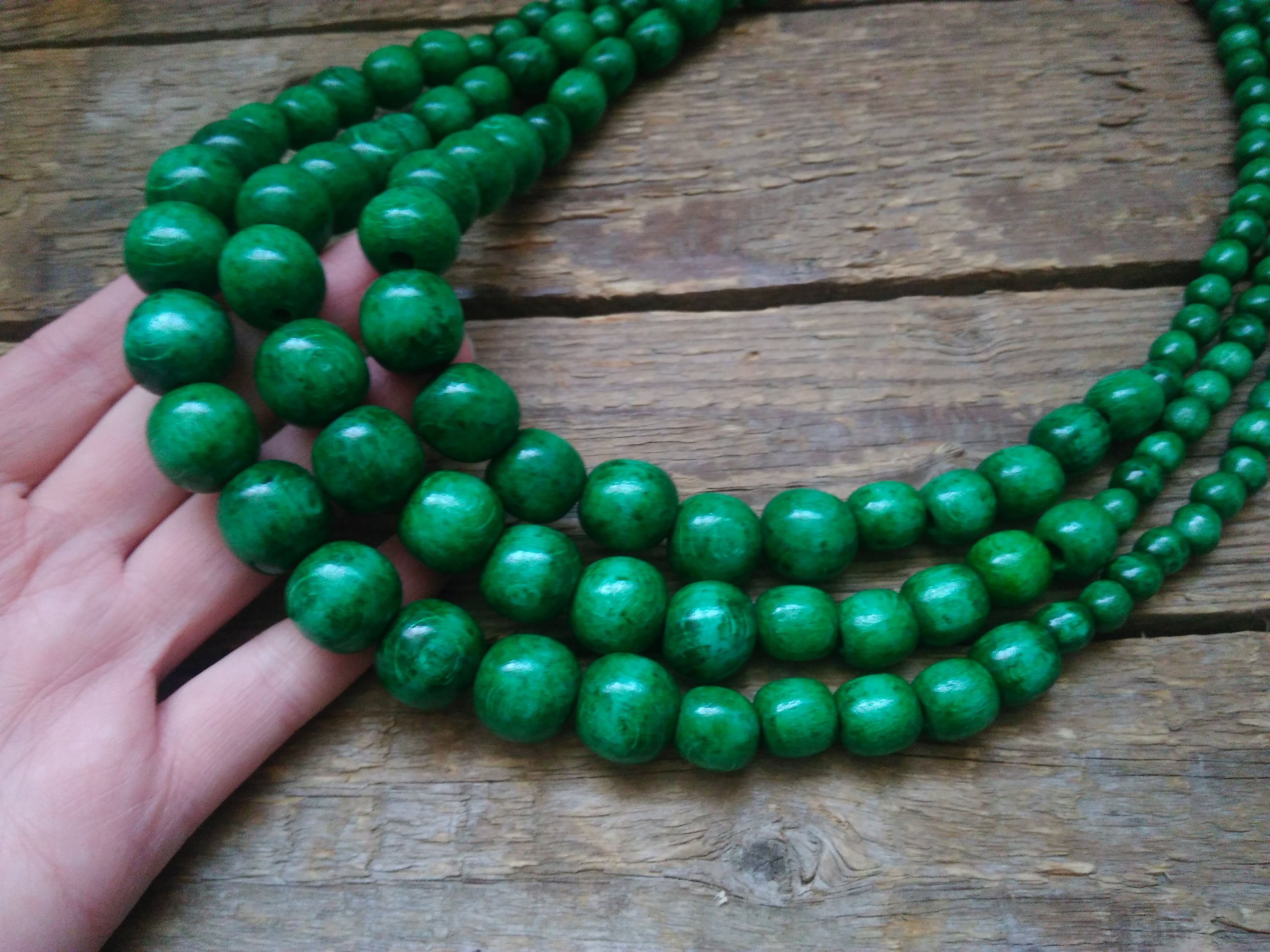Chunky green necklace statement bib necklace Wooden green | Etsy
