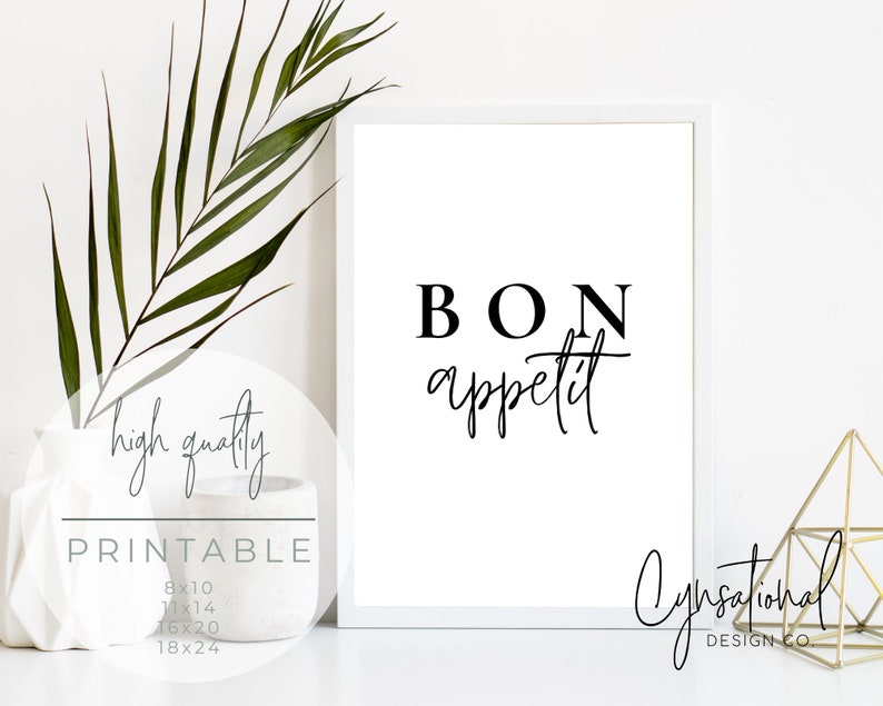 Bon Appetit Sign Kitchen Printables Living Room Decor - Etsy