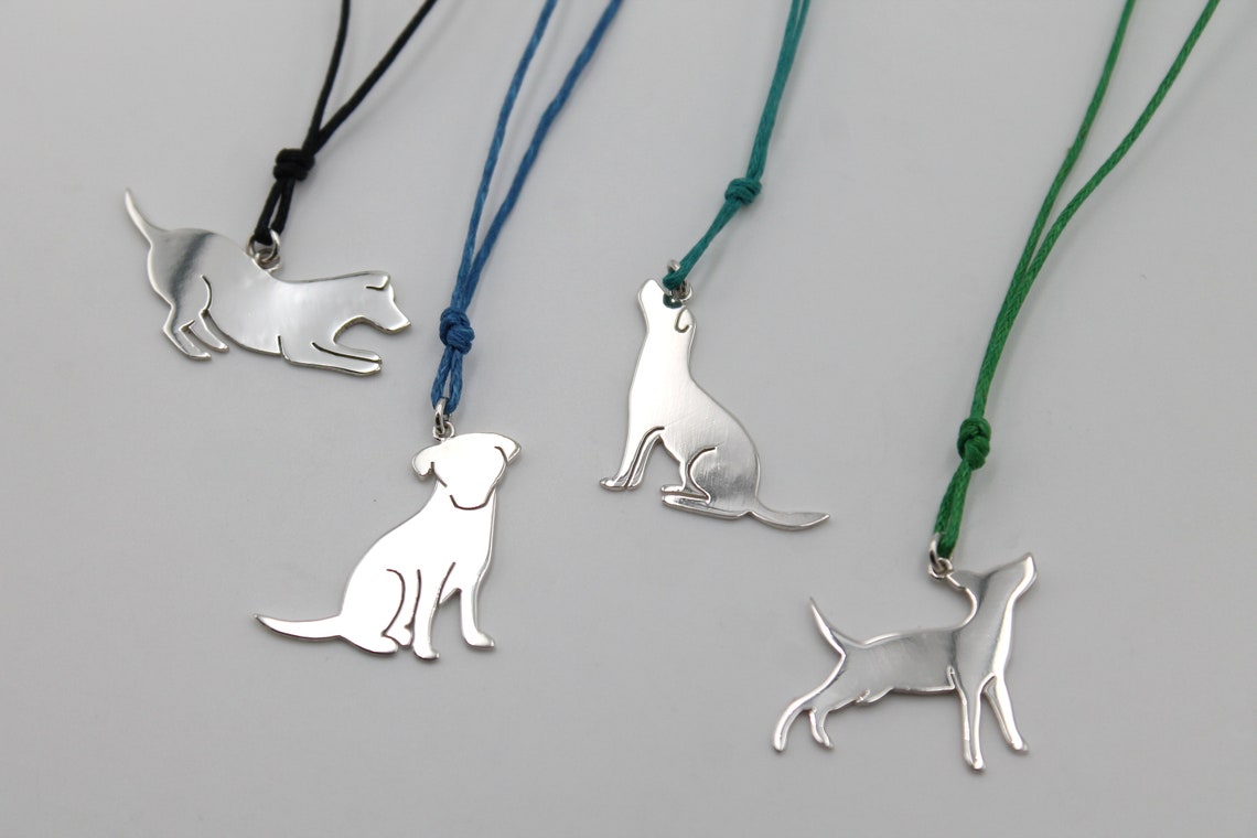Sterling silver pendant with dog sitting little dog pendant | Etsy