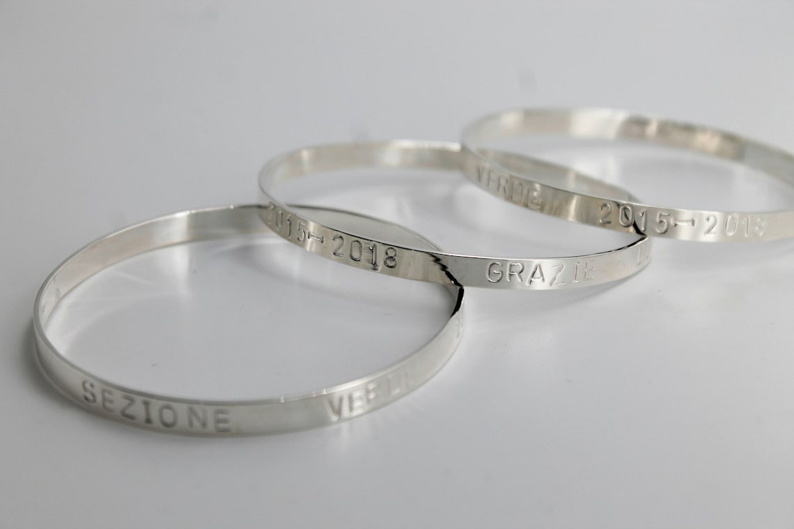 Handmade Sterling Silver Hoop Bracelets With Engraving Gift - Etsy
