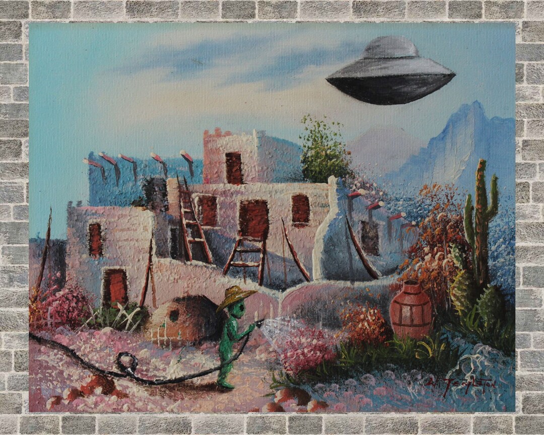 8x10 Print of Alien in Desert Altered Thrift Store Painting - Etsy