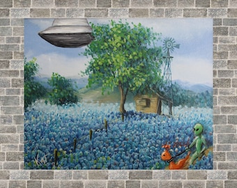 Alien Vacation 8x10 Print of Altered Thrift Store Painting | Etsy