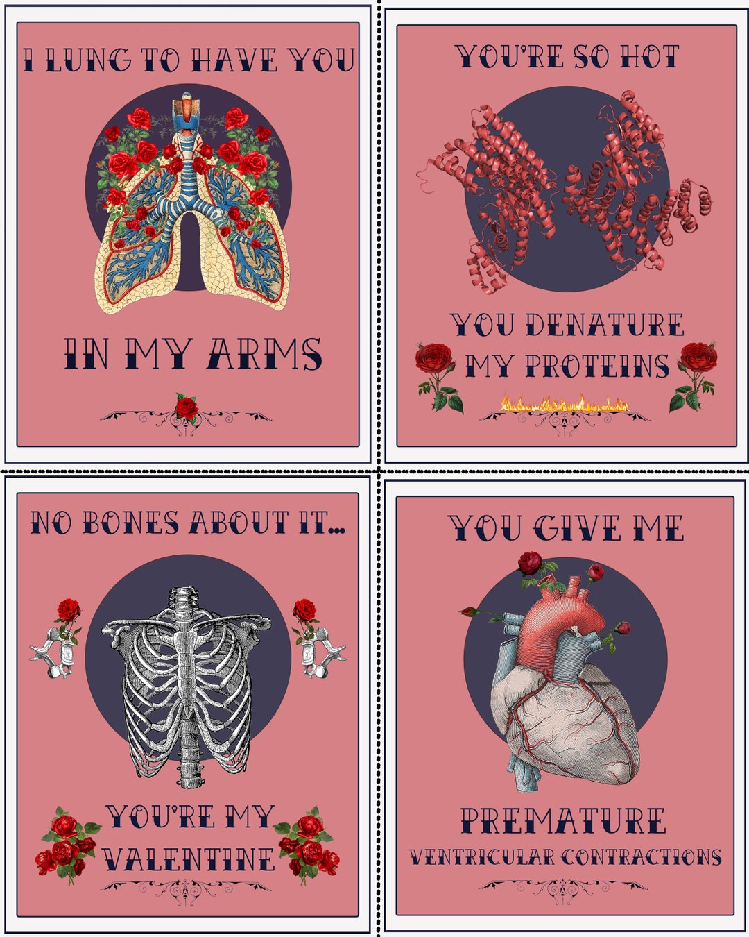 Bundle of Printable Anatomical Pun Valentines Day Cards, Medical ...