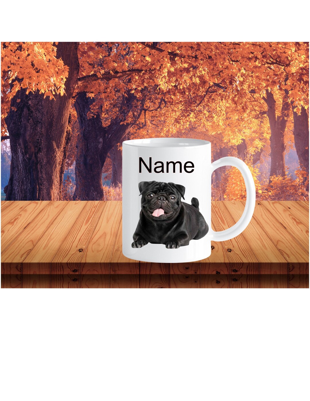 Personalized Black Pug Coffee Mug, Custom Coffee Cup, Favorite Pet Mug ...