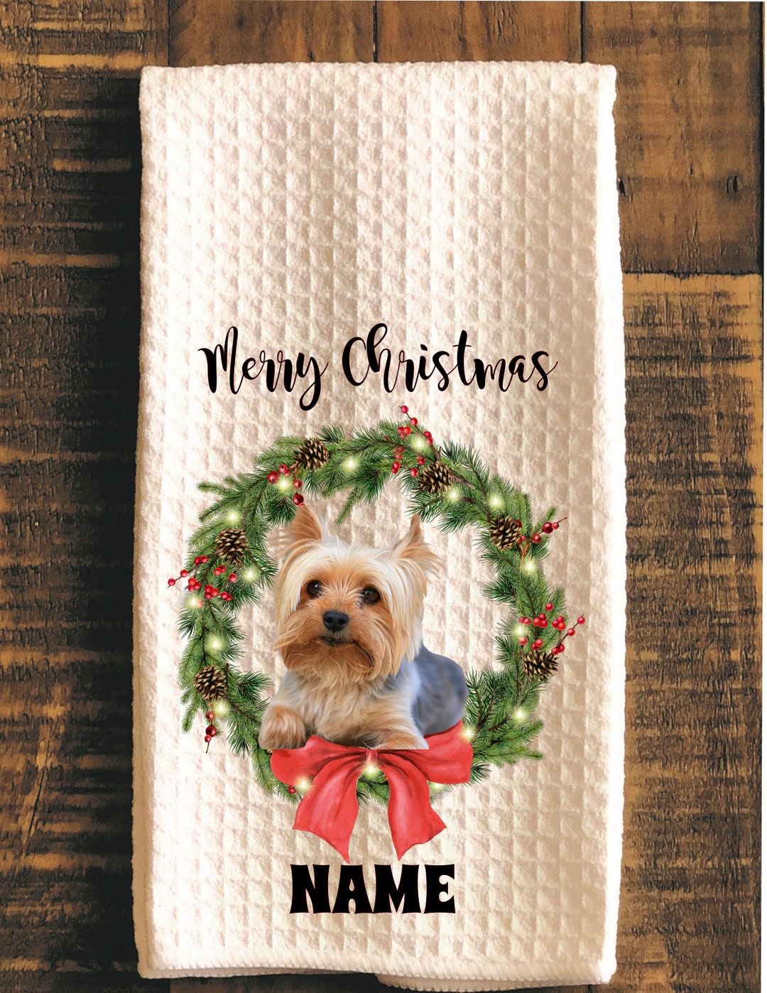 Yorkie Christmas Kitchen Towel, Kitchen Decor, Dog Lovers Gift, Pet ...
