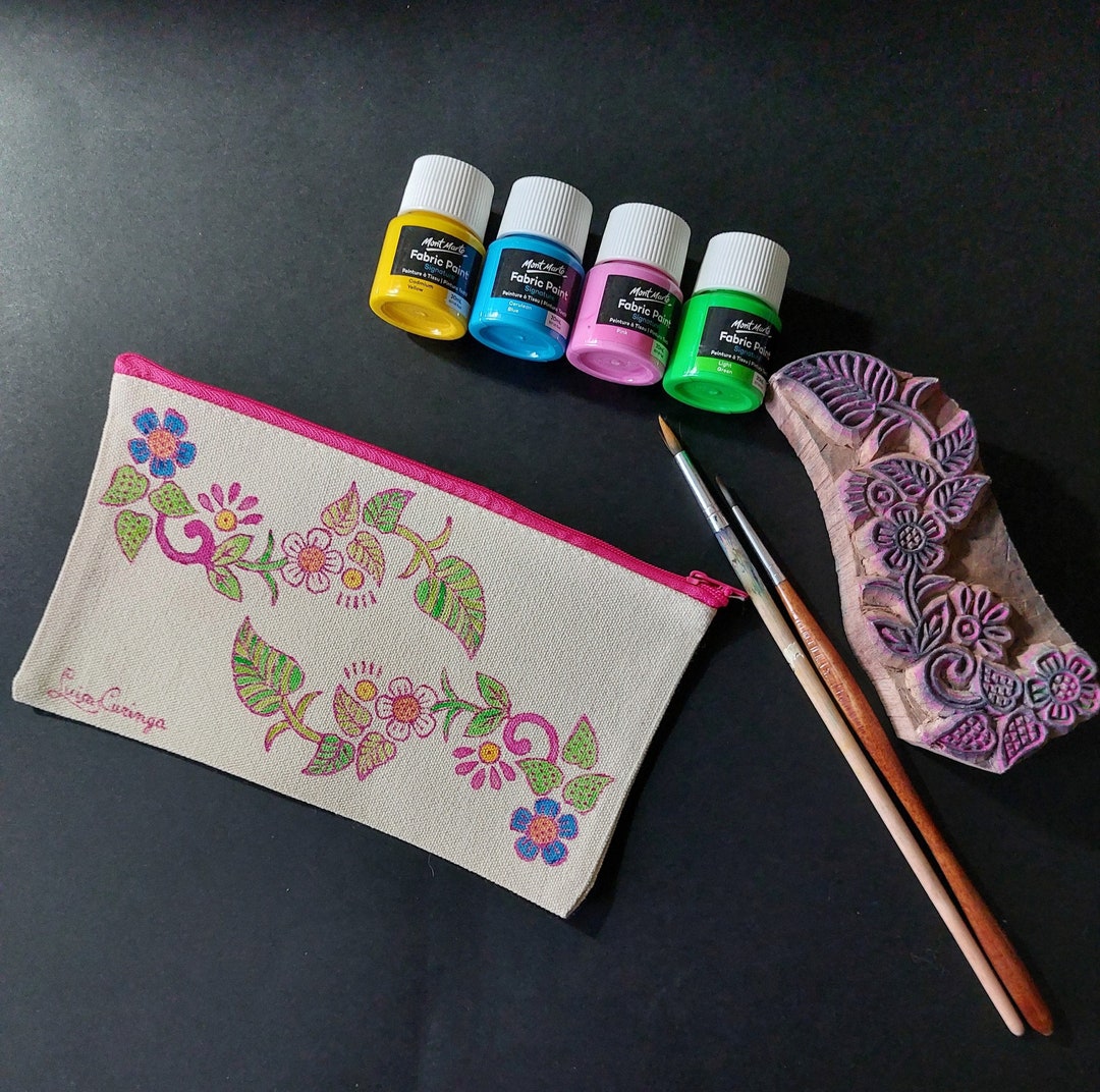 Hand-painted Fabric Pochette Pencase Case Cosmetic Bag Cloth Pouch With ...