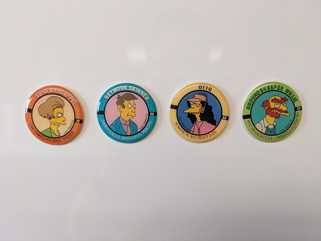 Upcycled Pogs Magnets the Simpsons school Collection - Etsy