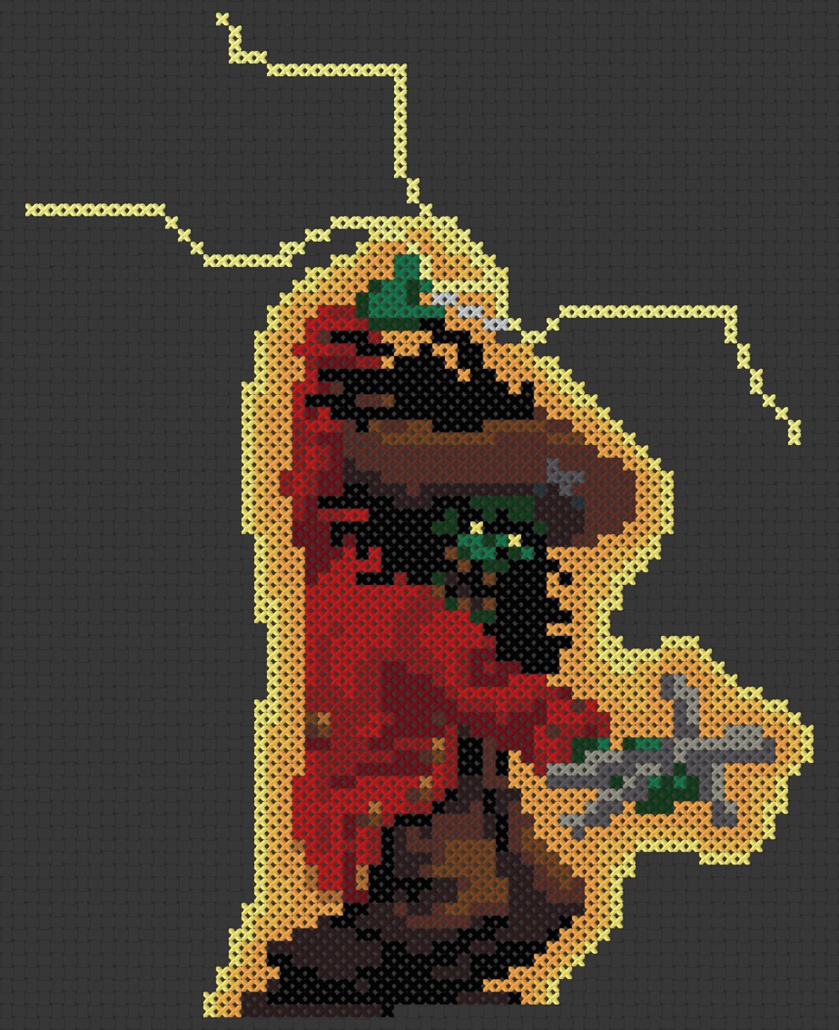 Zombie Lechuck - Monkey Island 2 Cross Stitch Pattern, DMC, Needlecraft ...